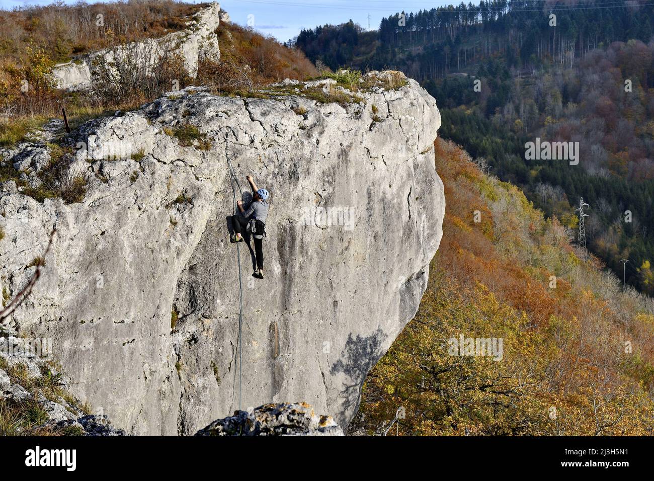France, Doubs, Pont de Roide, Crêt des Roches, autumn, nature reserve ...