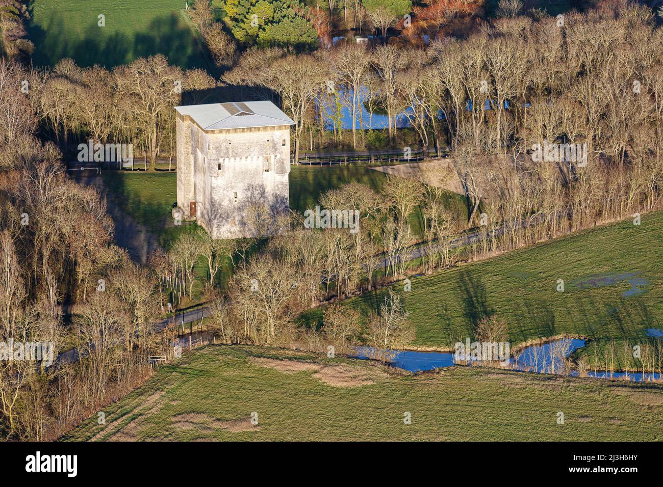 France, Vendee, Angles, Moricq tower (aerial view Stock Photo - Alamy