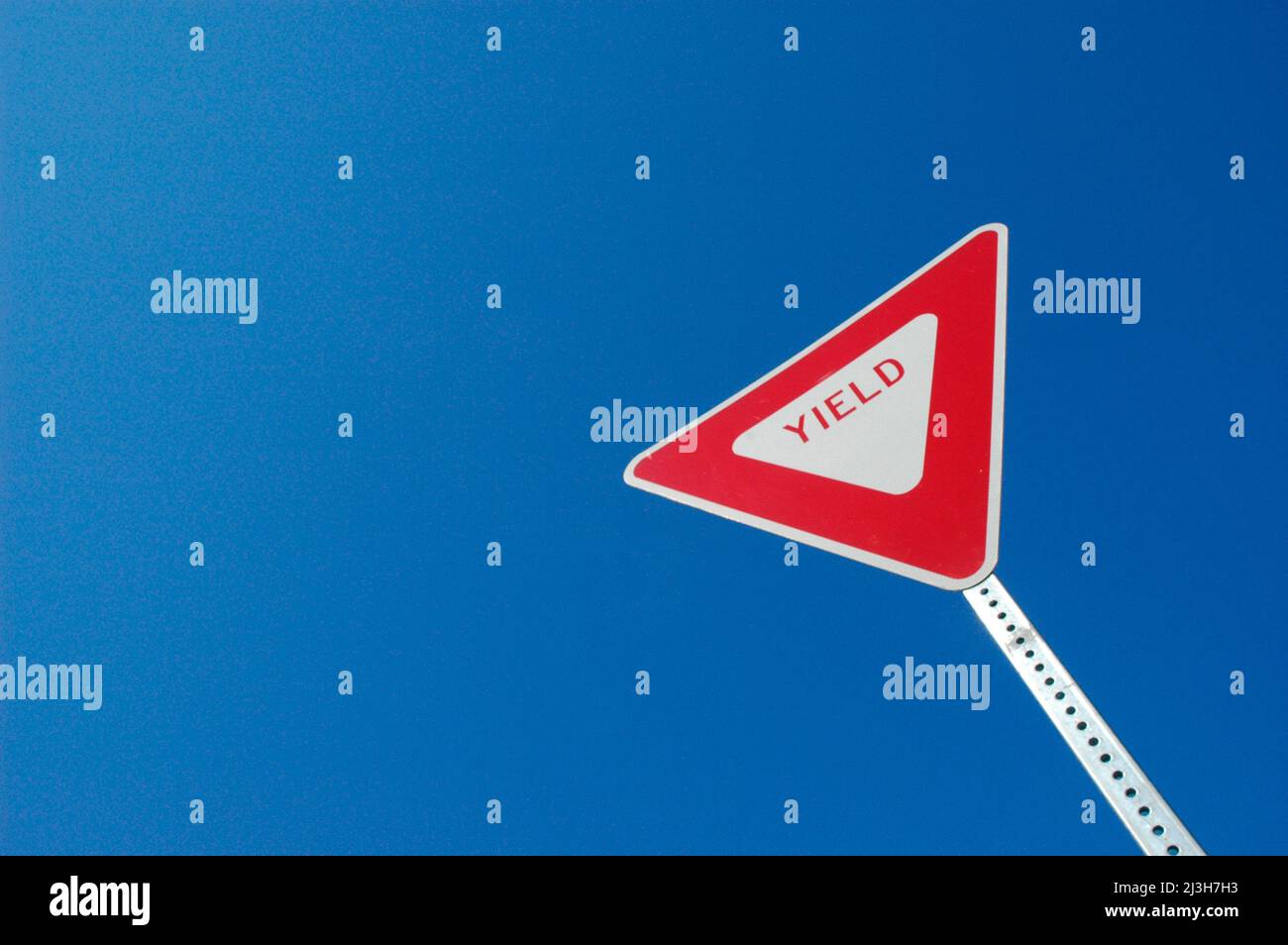 Yield sign for drivers to heed as they move on freeways and highways ...