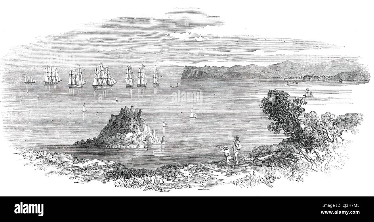 French Fleet in Torbay, [Devon], 1850. The French fleet, under the ...