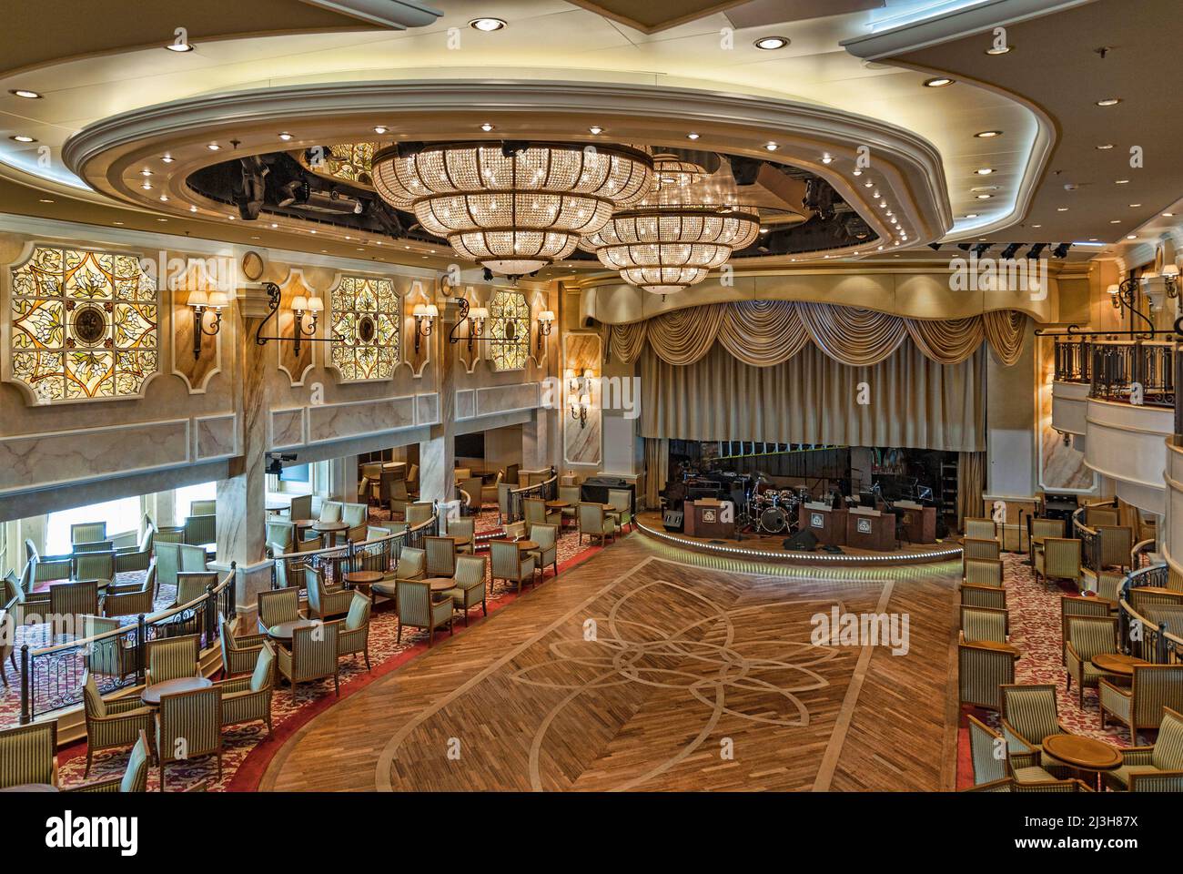 Onboard interiors of the Cunard Vista class cruise ship, Queen Victoria ...