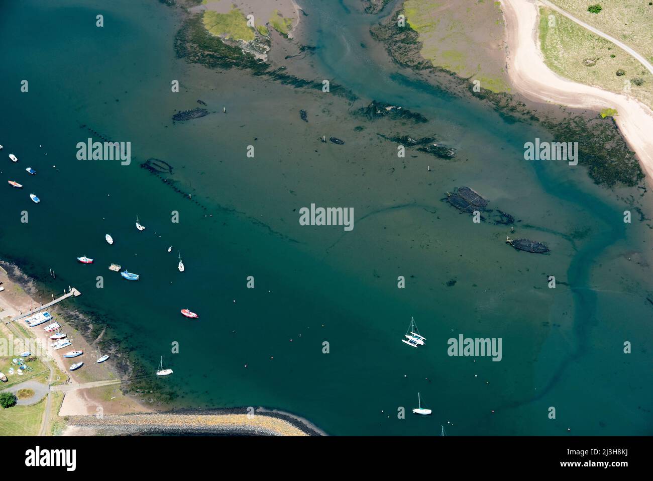 Wrecks on the mud flats at Amble-by-Sea, Northumberland, 2018 Stock ...
