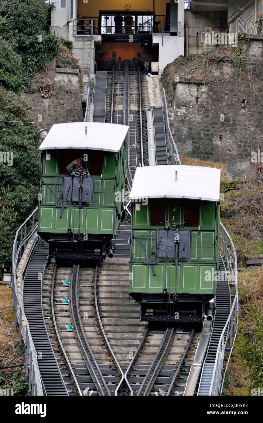 Switzerland, canton of Fribourg, Fribourg, the funicular has linked the ...