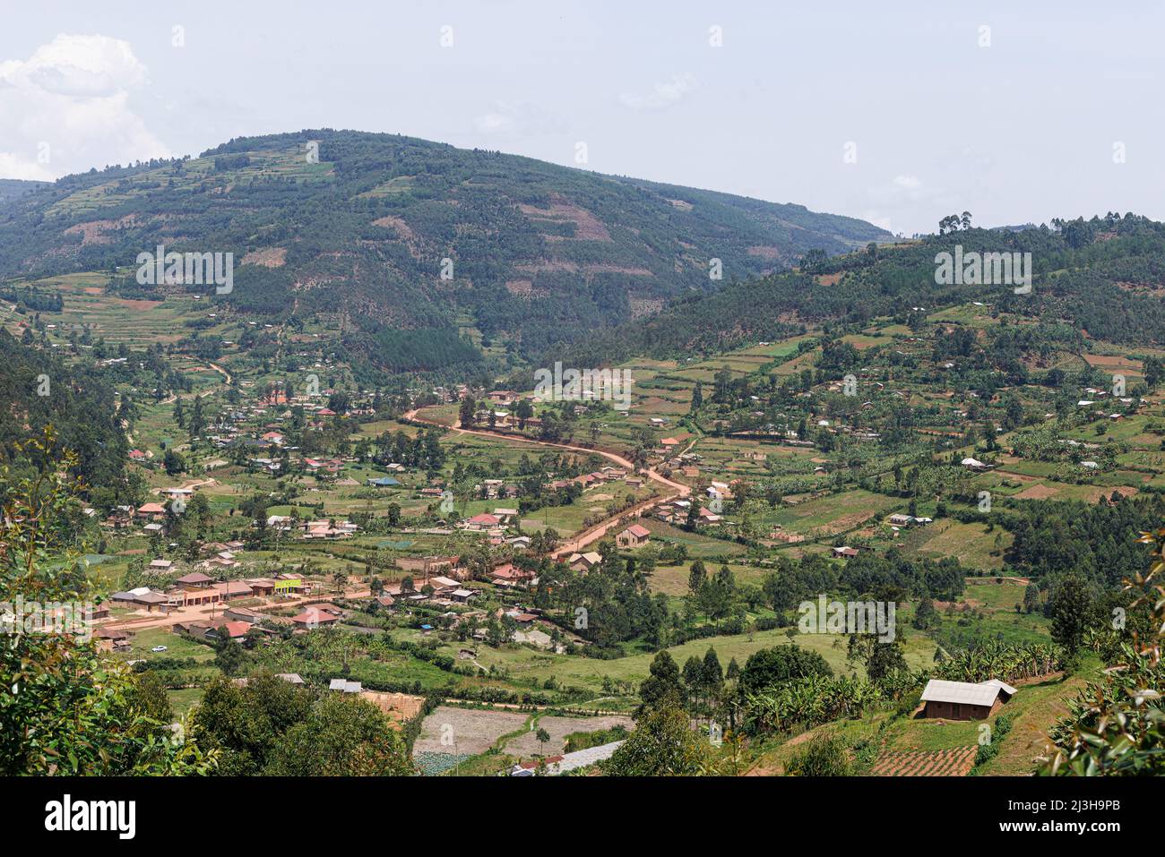 Uganda, Kabale district, Kabale, fields and villages in the hills Stock ...