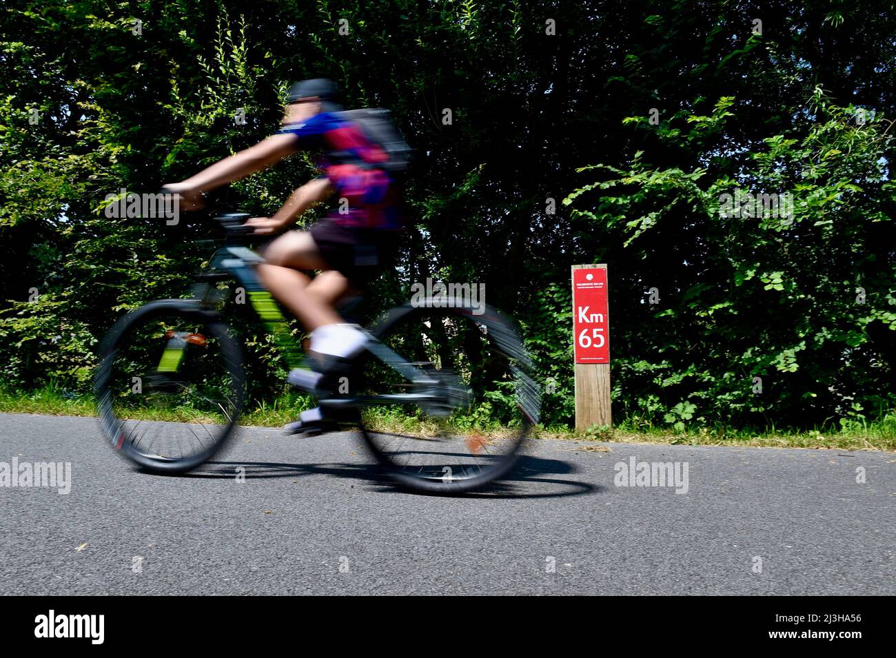 France, Seine-Maritime, the Lin cycle route between Fecamp and Dieppe ...