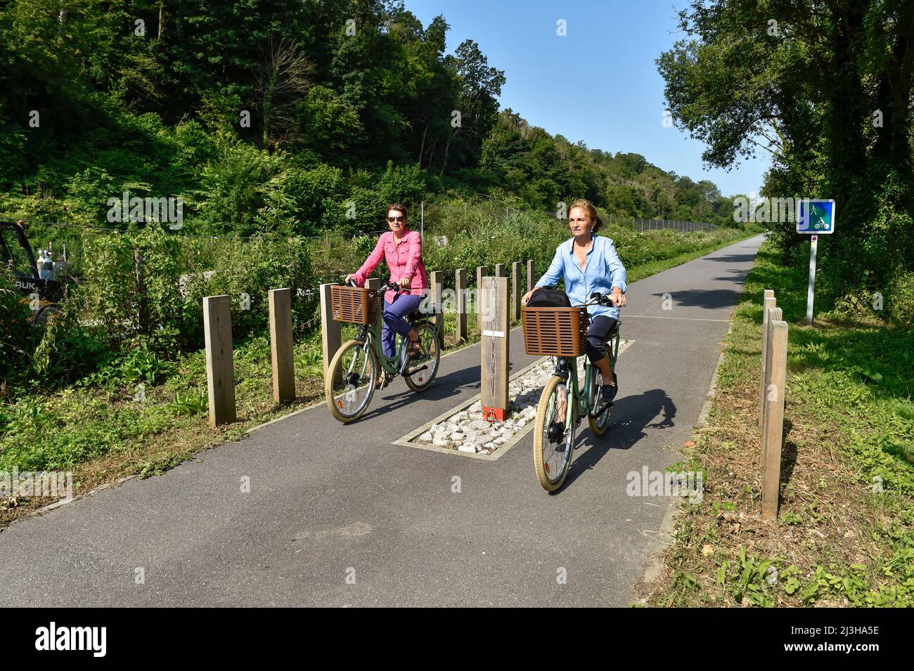 France, Seine-Maritime, the Lin cycle route between Fecamp and Dieppe ...