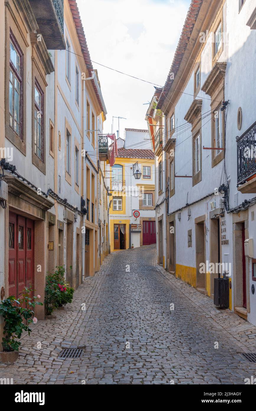 Narrow street in the old town in Portuguese village Castelo de Vide ...