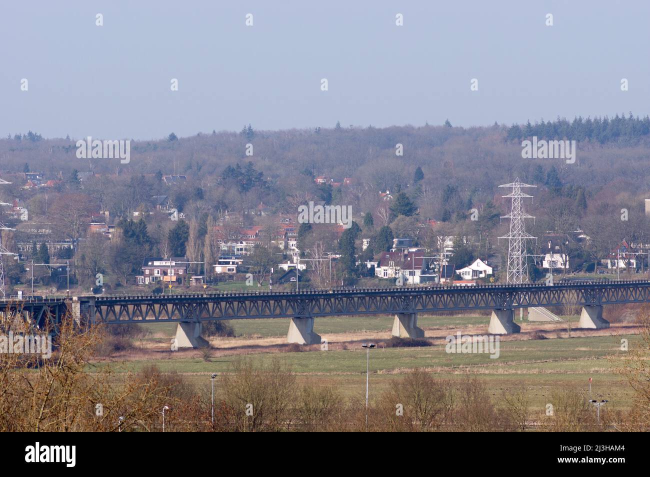 Aerial view of a railway bridge in Arnhem in the Netherlands Stock ...