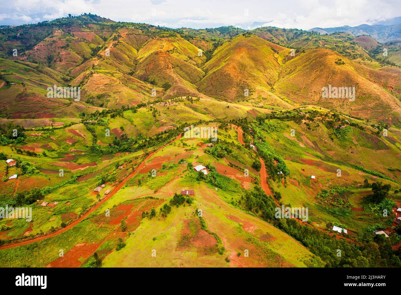 Aerial shot of Bukavu countryside in Democratic Republic of Congo Stock ...