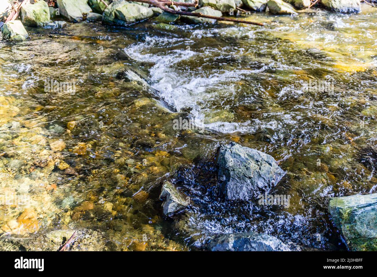 Des Moines Creek in Washington State flows under and overpass Stock ...
