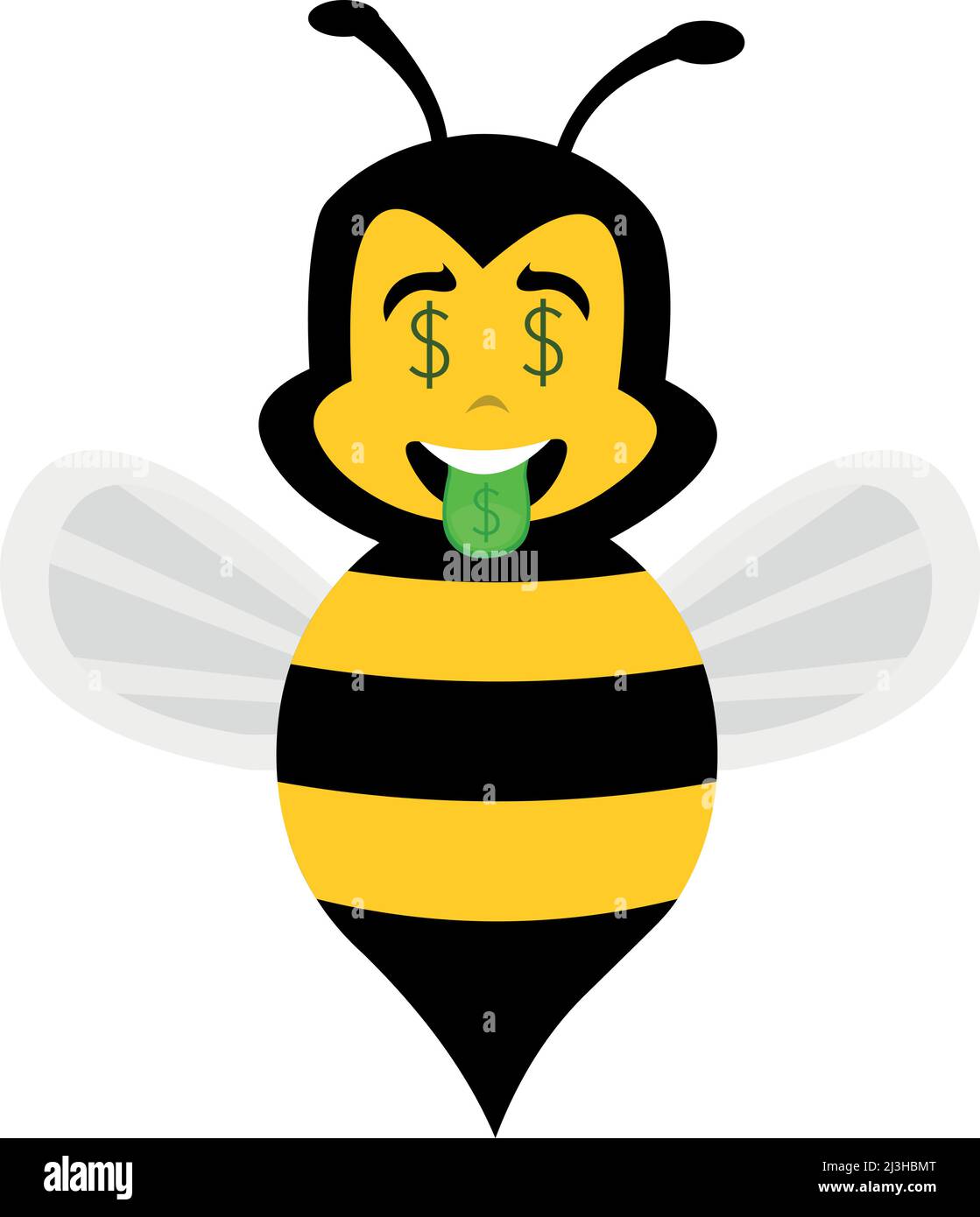 Vector character illustration of a cartoon bee with dollar sign in the ...