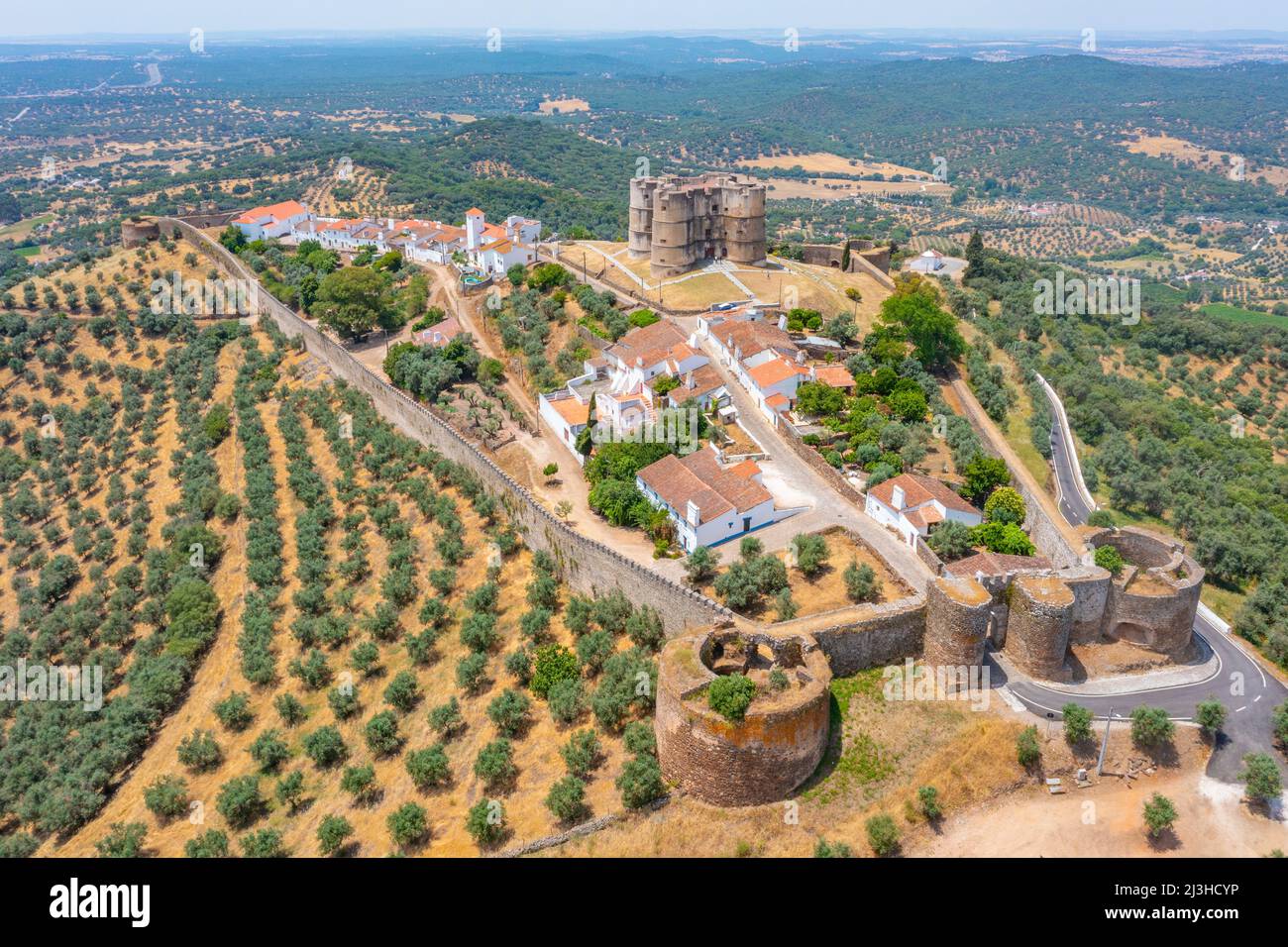View of the castle in Portuguese village Evoramonte Stock Photo - Alamy