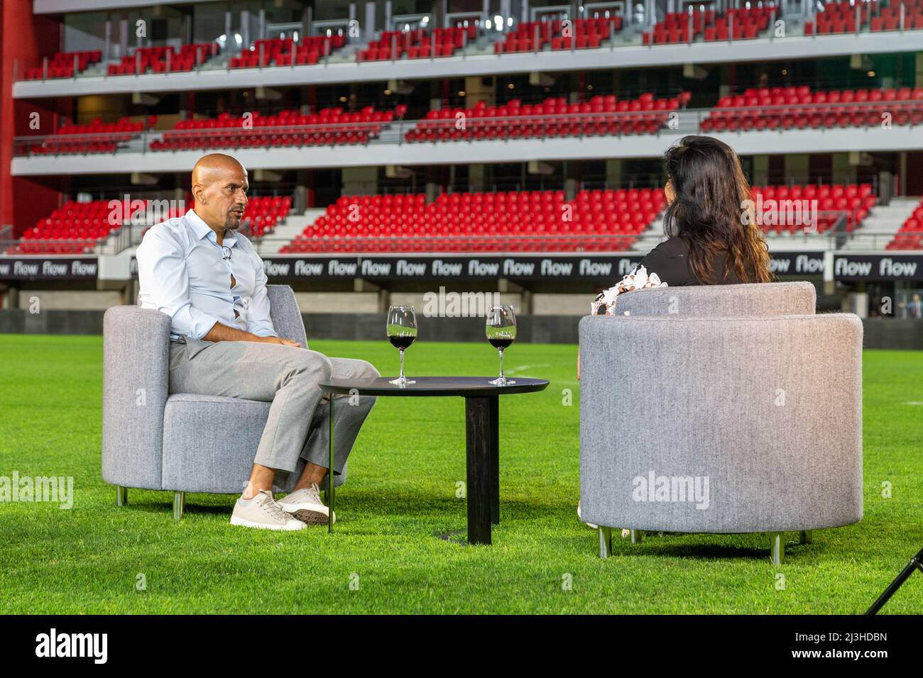 Juan Sebastian Veron in an interview with a local TV show at the UNO ...