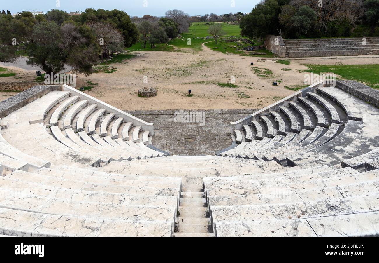 The Main Ancient Theater at The Acropolis in Rhodes Town Greece Stock ...