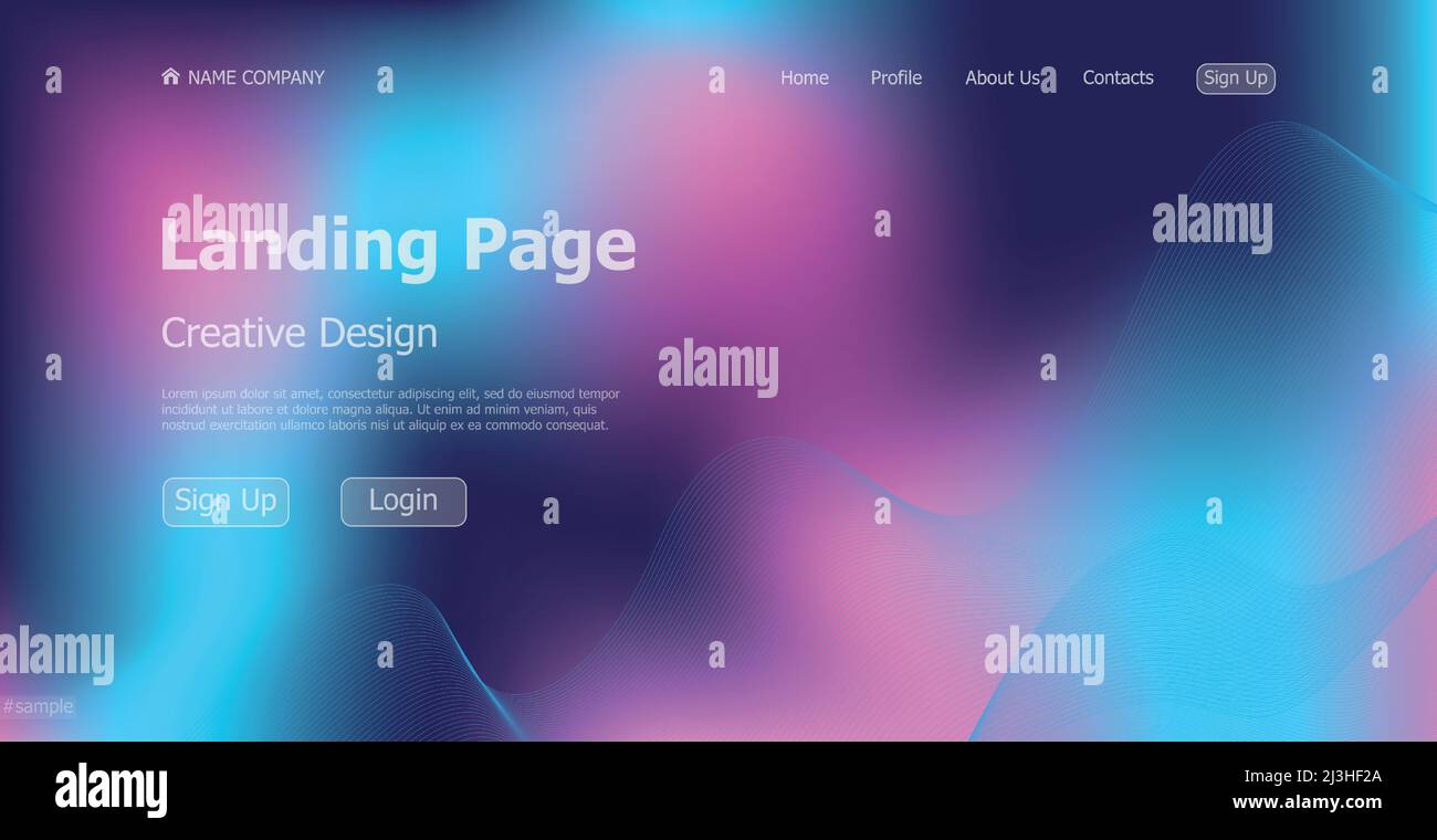 Gradient blue web template landing page digital website landing page ...