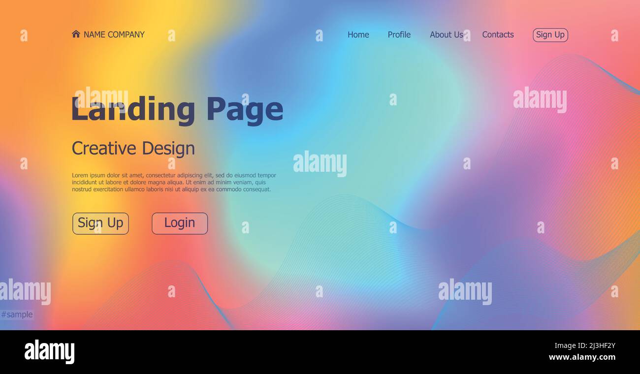 Gradient colorful web template landing page digital website landing ...