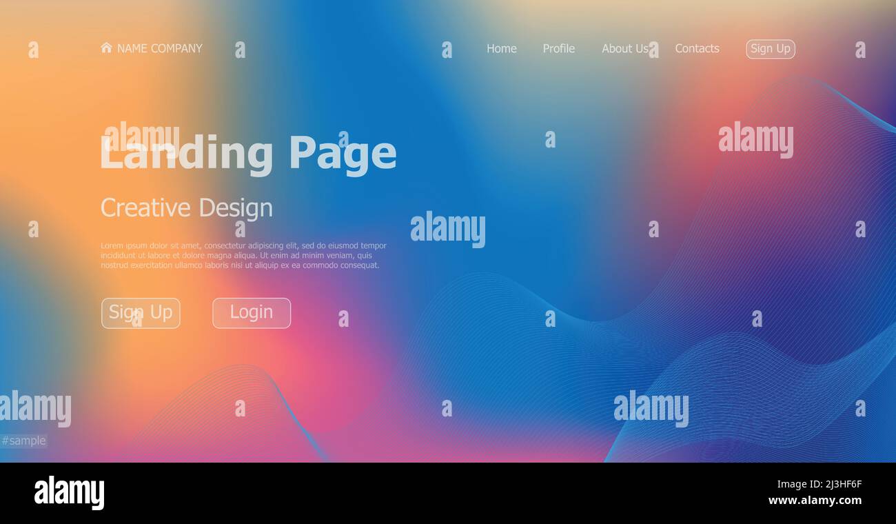 Gradient colorful web template landing page digital website landing ...