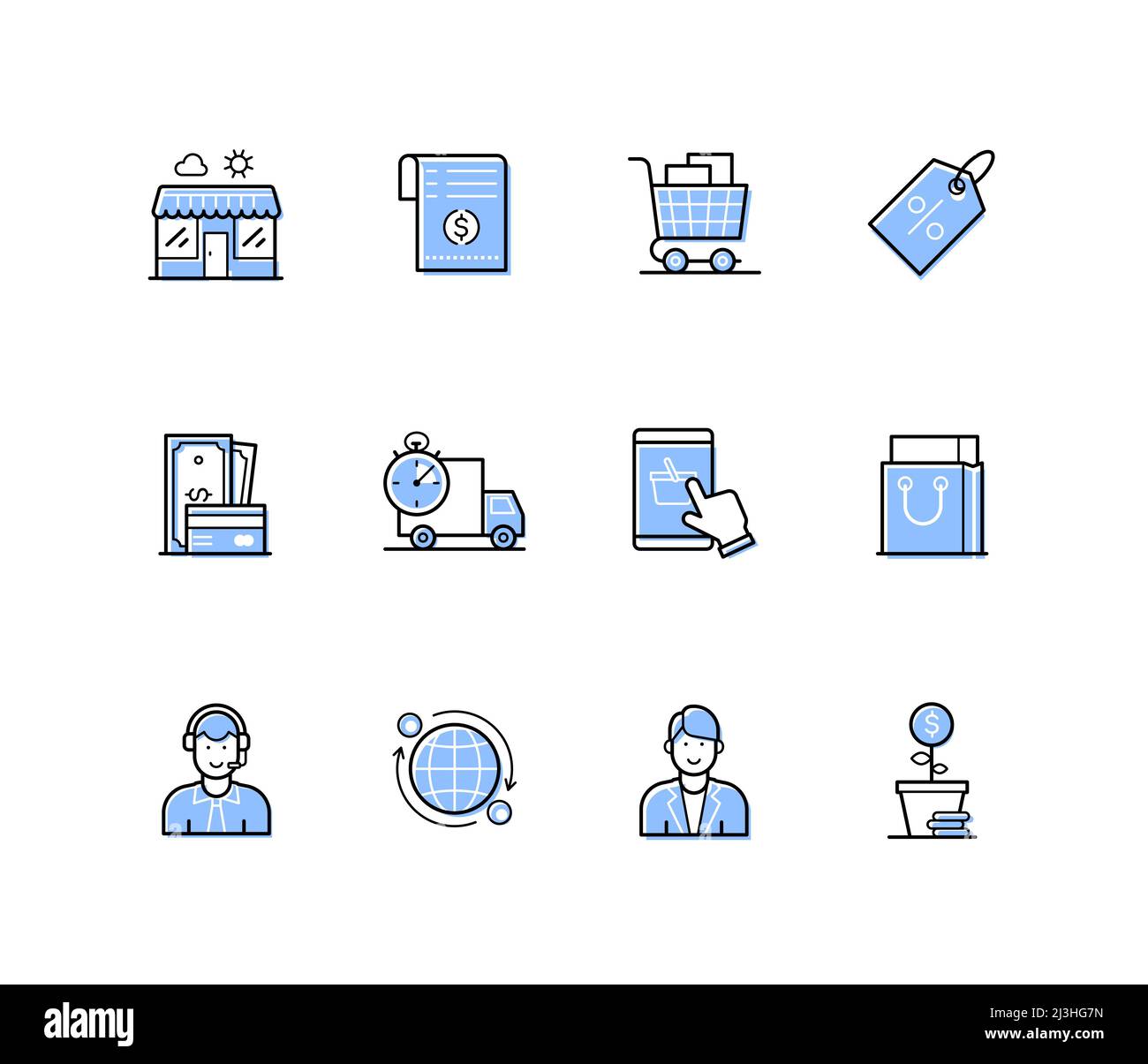 Store and shopping - modern line design style icons set Stock Vector ...