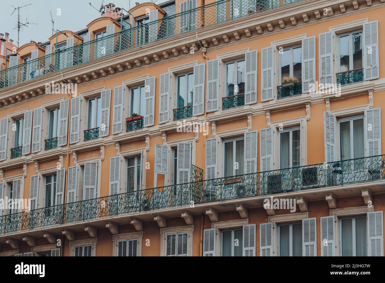 Nice, France - March 10, 2022: Low angle view of a traditional ...