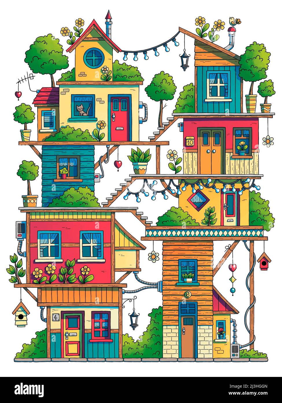 Tree bird house cartoon Cut Out Stock Images & Pictures - Alamy