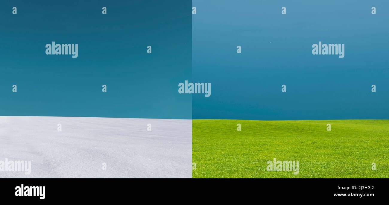 Season change from winter to spring Stock Photo - Alamy