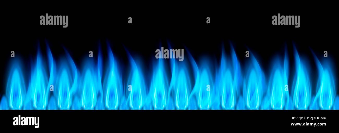 Blue gas flames against dark background Stock Photo - Alamy