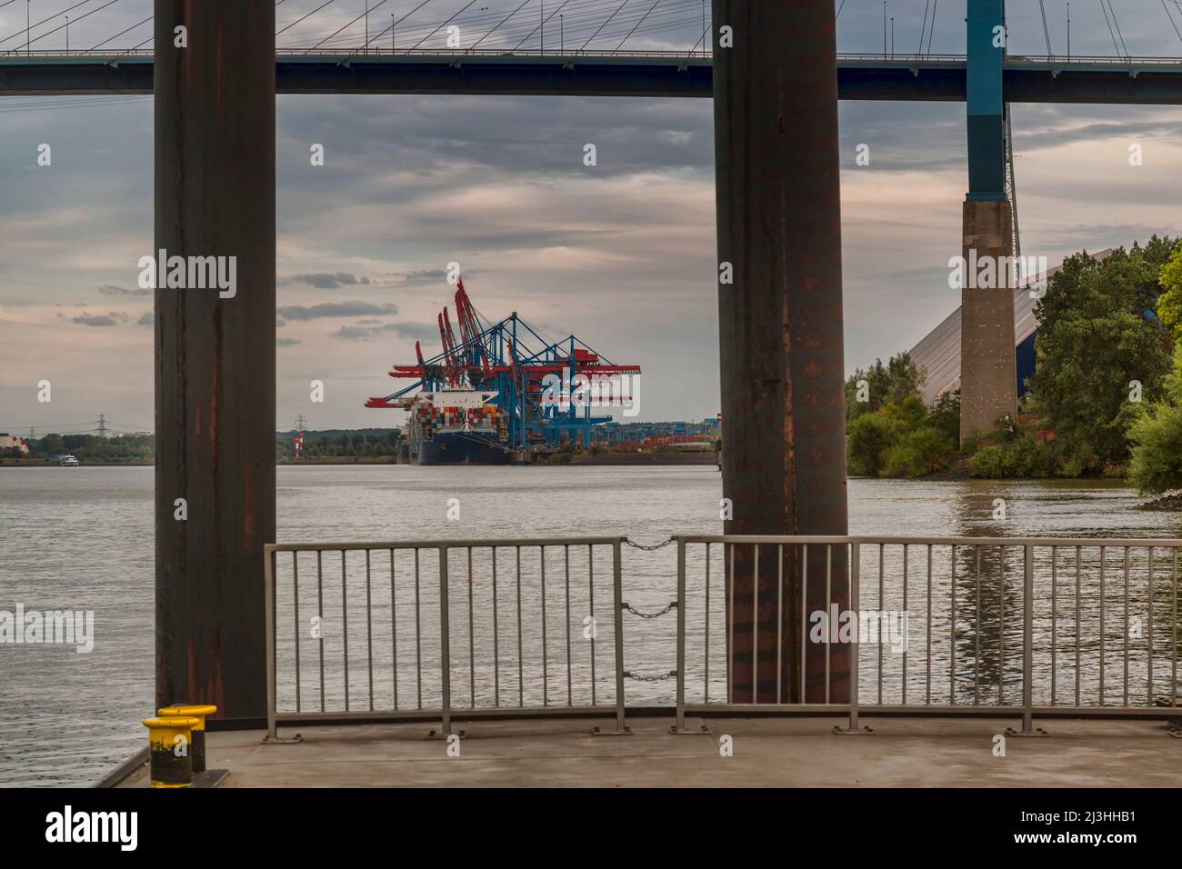 View of a container ship from the ferry dock hi-res stock photography ...