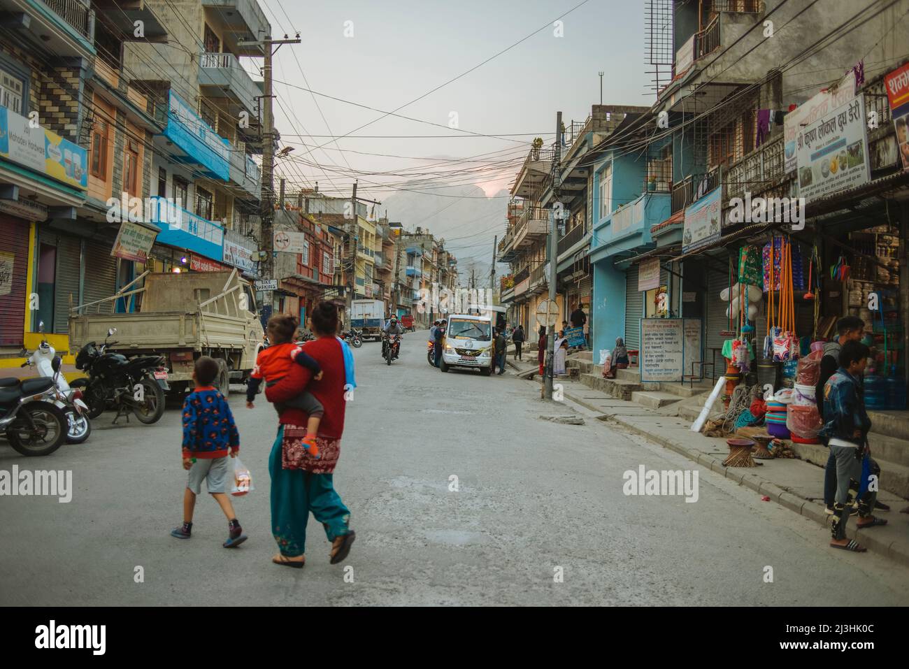 Daily life in the Old Town area of Pokhara, Nepal Stock Photo - Alamy