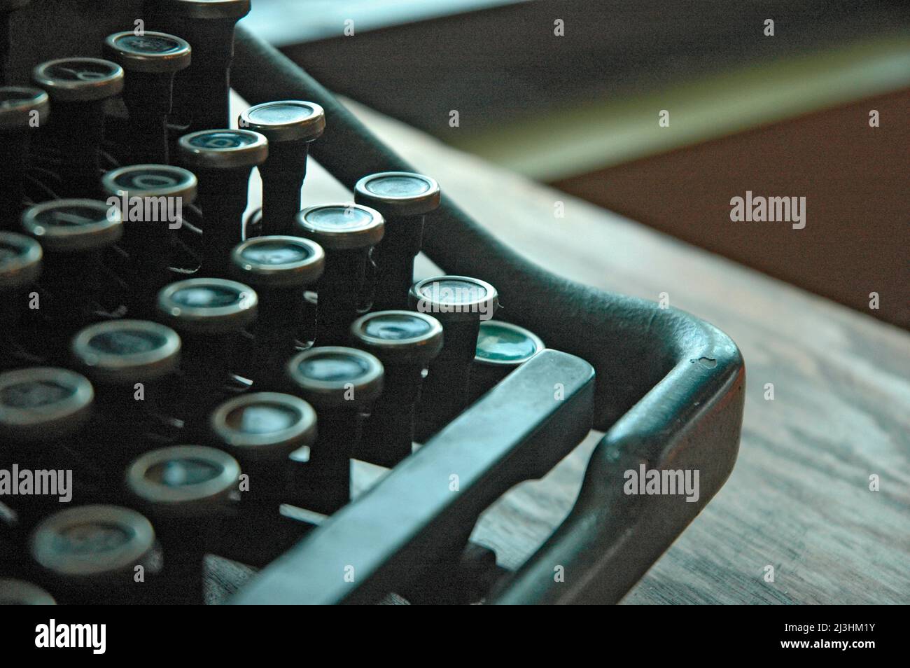 An Old manual typewriter with its working keyes with numbers and ...