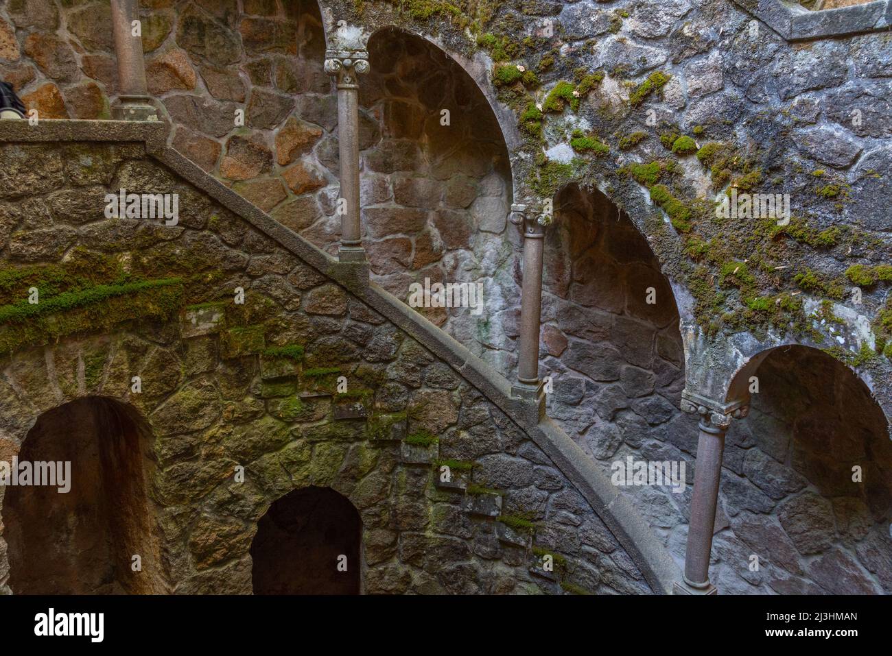 View of the initiation well inside of Quinta da Regaleira palace at ...