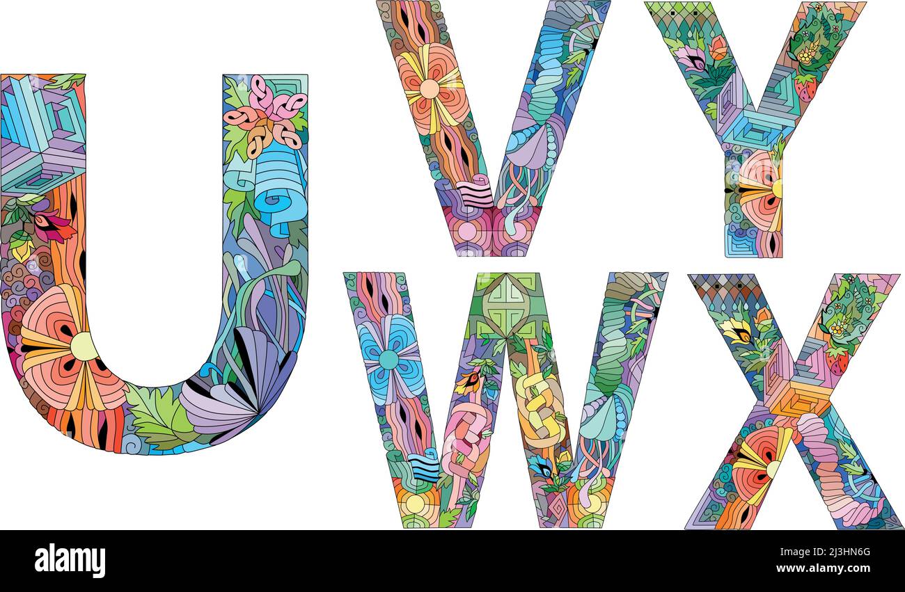 Hand-painted art design. Colorful hand drawn illustration alphabet ...