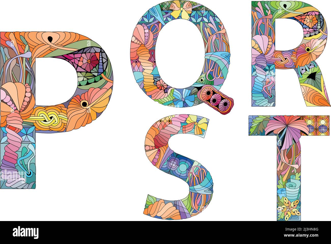 Hand-painted art design. Colorful hand drawn illustration alphabet ...