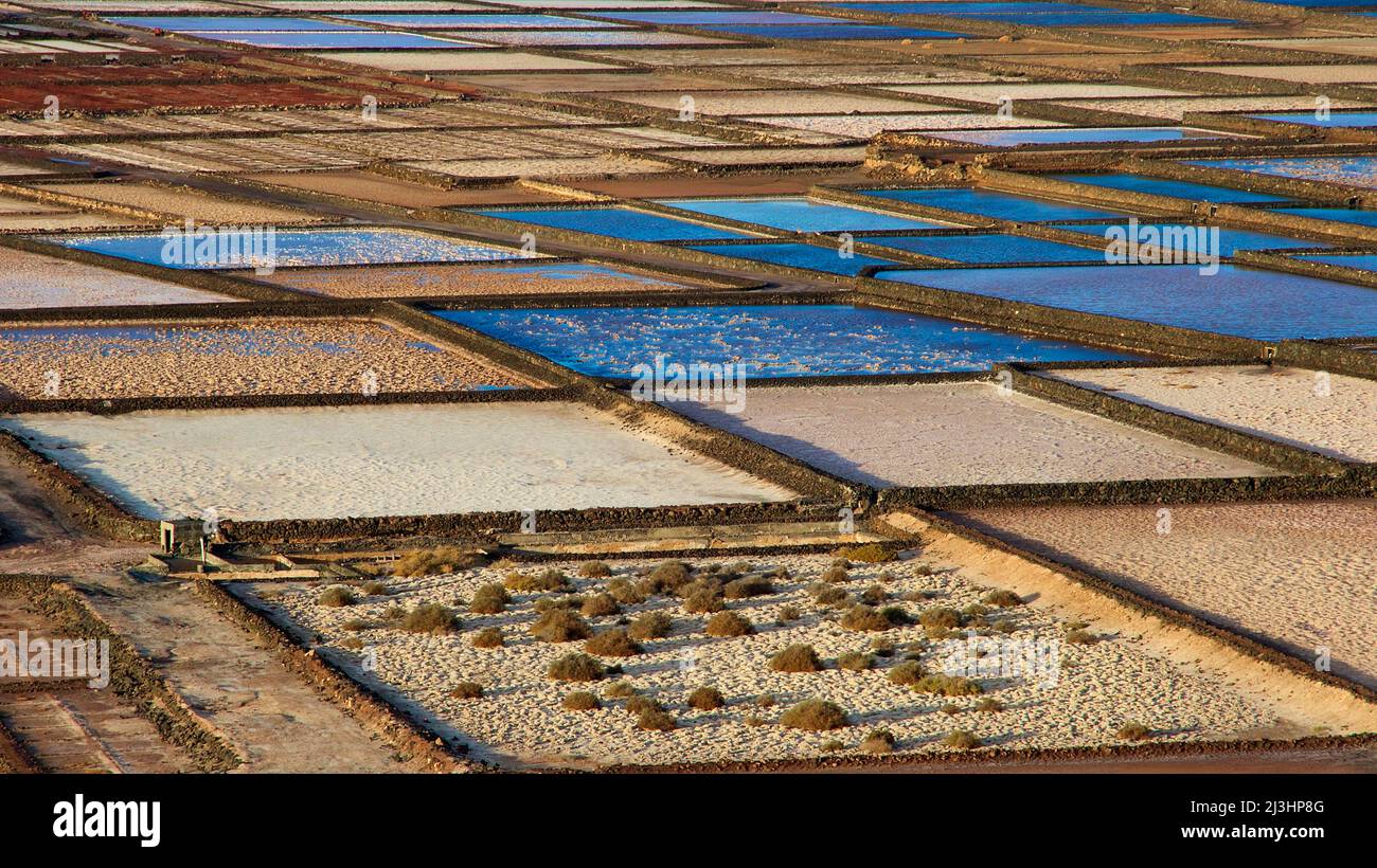 Canary Islands, Lanzarote, volcanic island, salt pans, quare salt pans ...