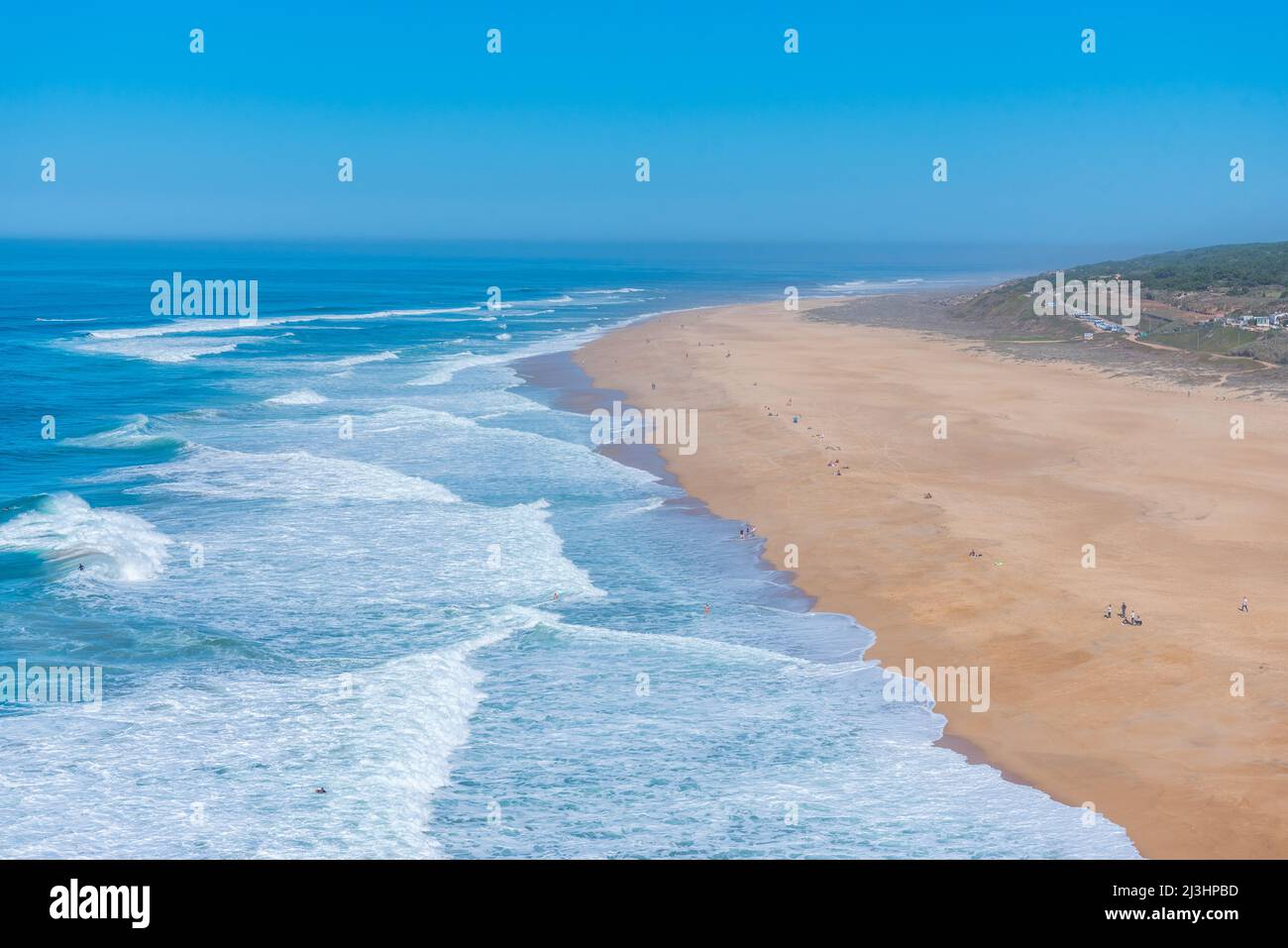 Aerial view of North beach at Nazare, Portugal Stock Photo - Alamy