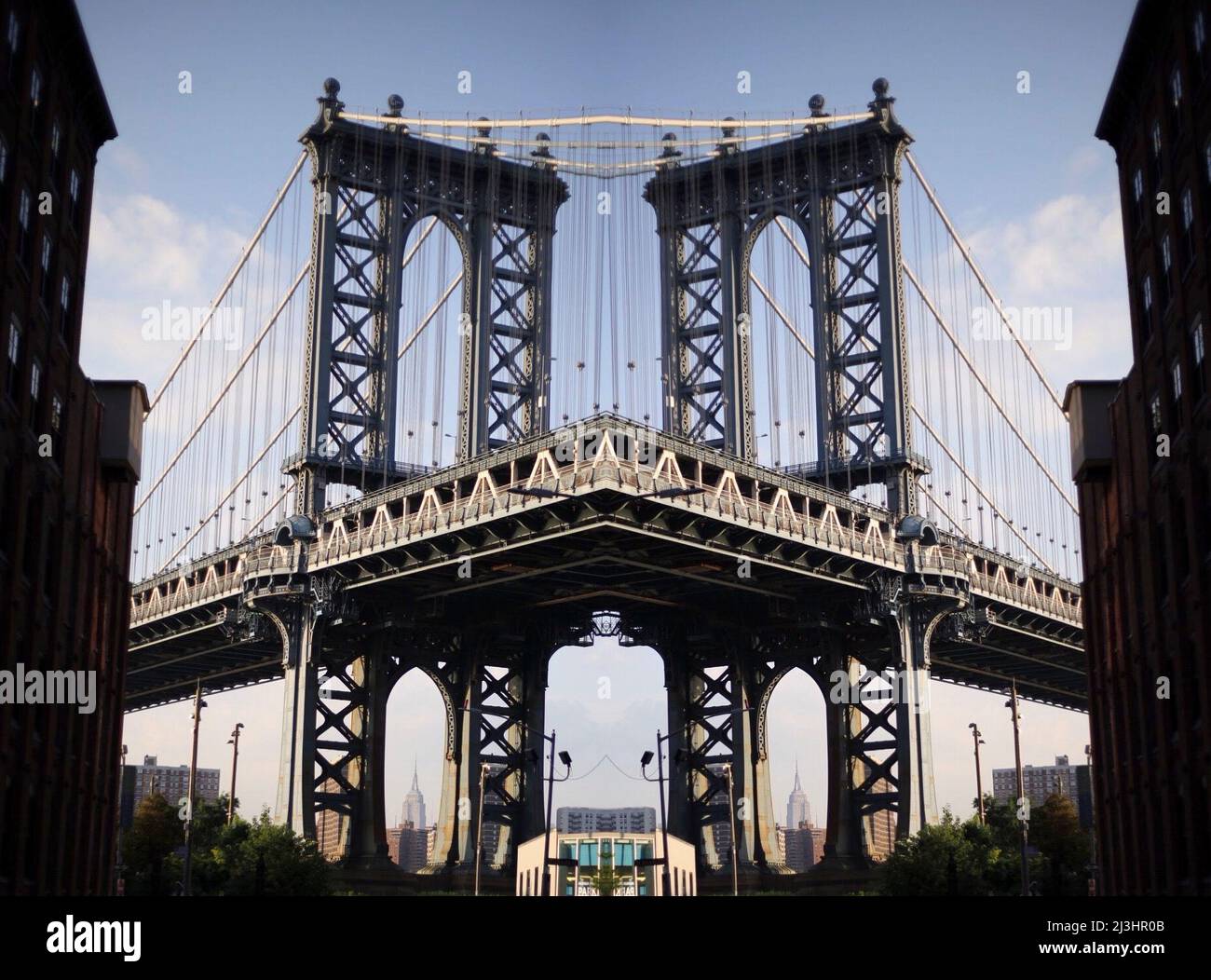Dumbo/FULTON FERRY, New York City, NY, USA, Brooklyn Bridge over East ...