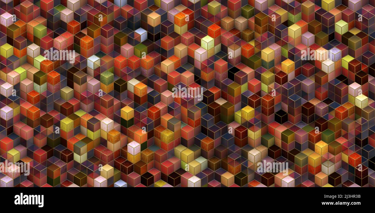 Colorful 3D cubes blocks ornament texture background. (Tiles seamless ...