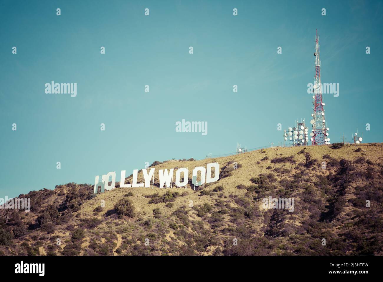 The Hollywood sign overlooking Los Angeles. The iconic sign was ...