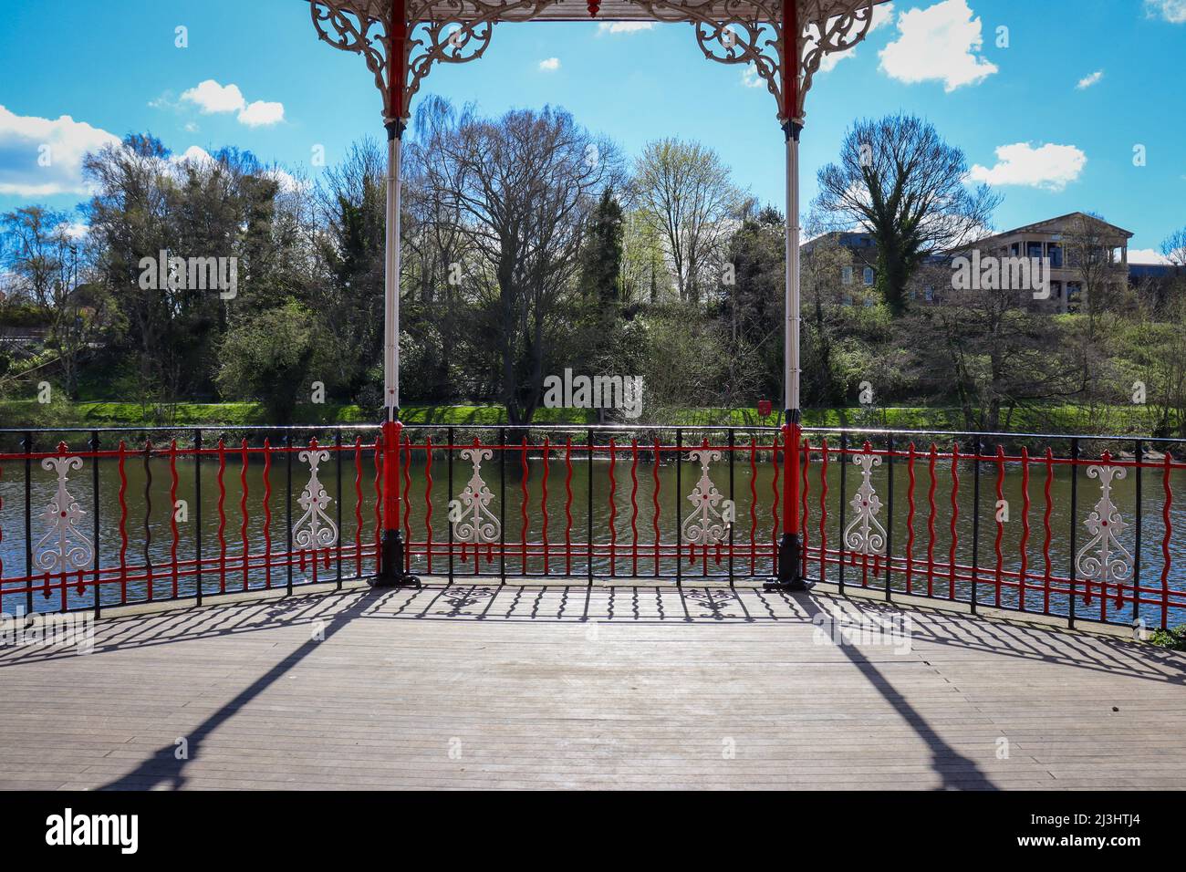 View from inside The Bandstand by the River Dee in Chester Stock Photo ...