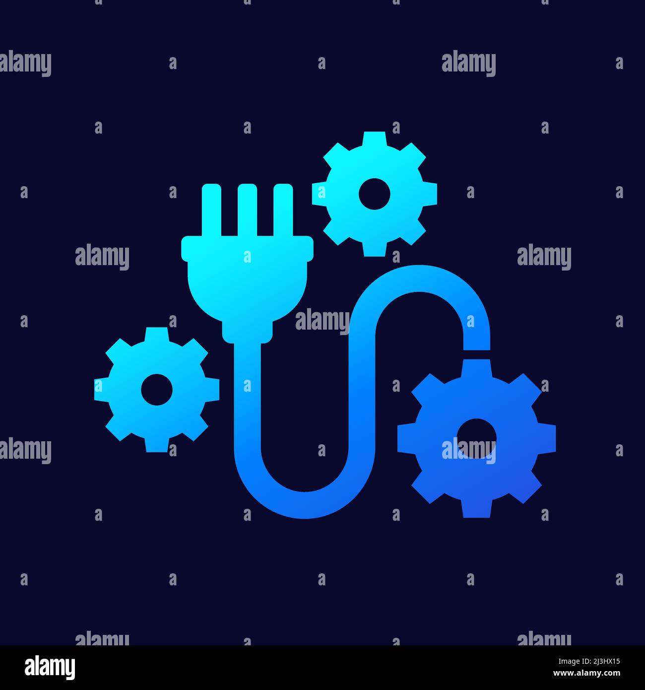 electrical plug with 3 pins and gears vector icon Stock Vector Image ...
