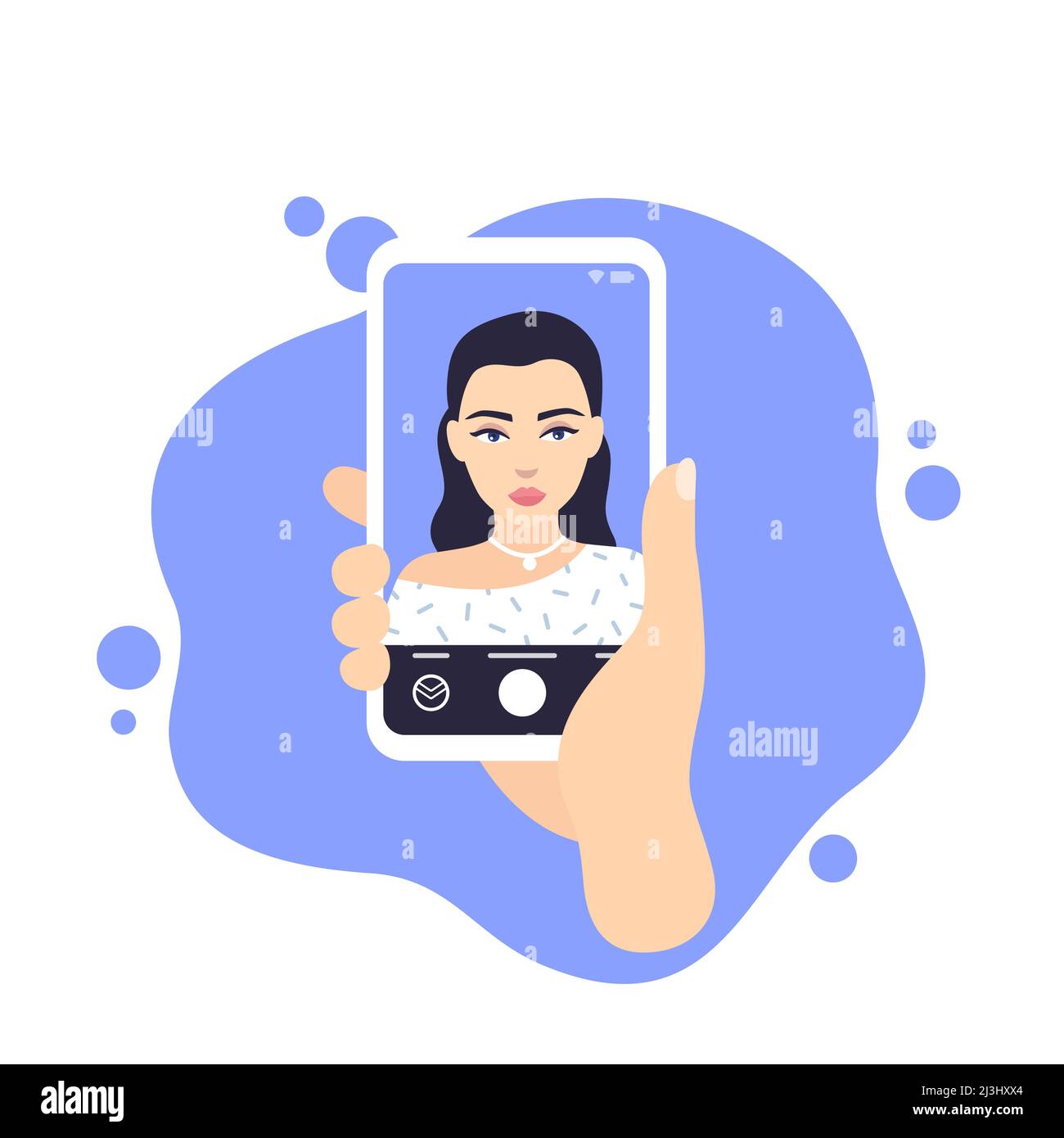 girl making selfie, phone in hand, vector Stock Vector Image & Art - Alamy