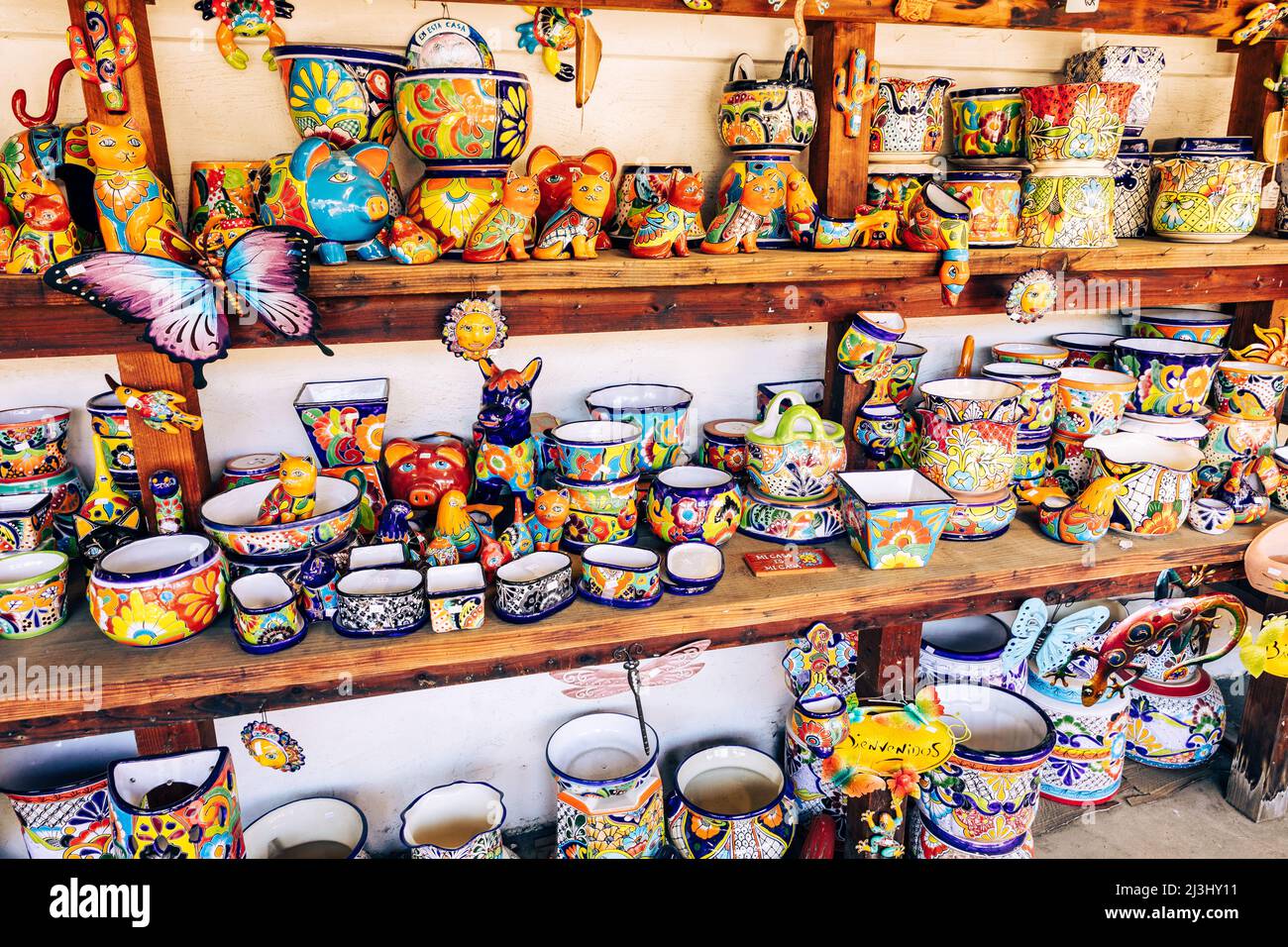 Variety of Colorfull Mexican Traditional Souvenirs at Market in Mexico ...