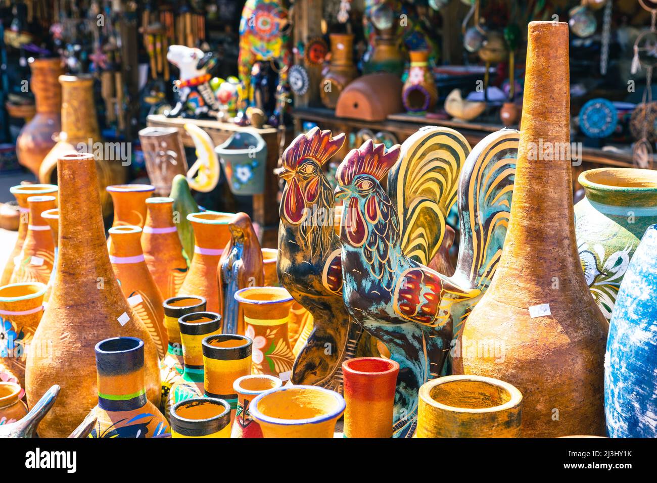 Variety of Colorfull Mexican Traditional Souvenirs at Market in Mexico ...