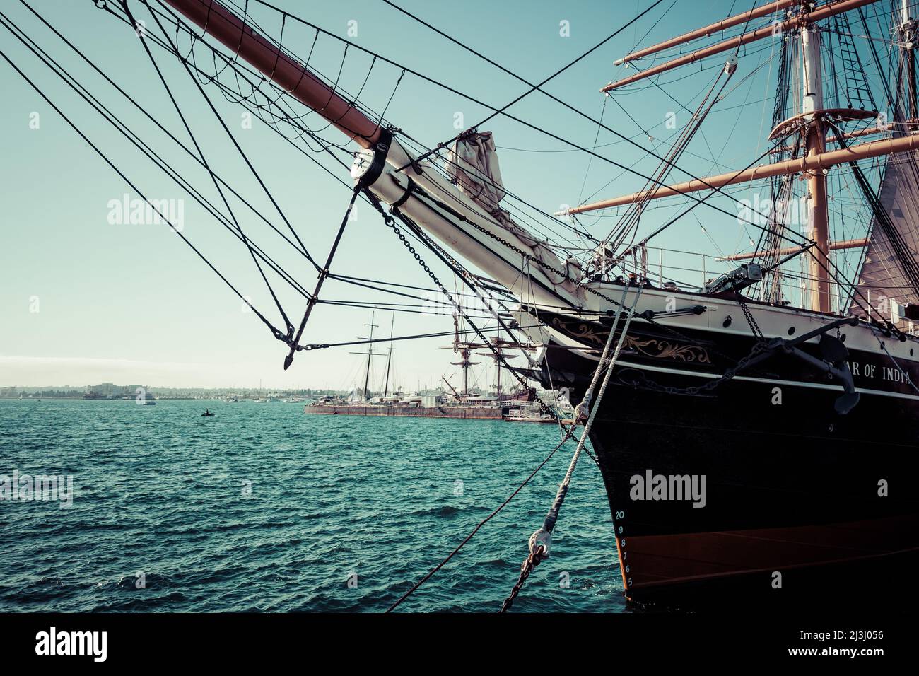 San Diego waterfront with sailing boats. San Diego, California, USA ...