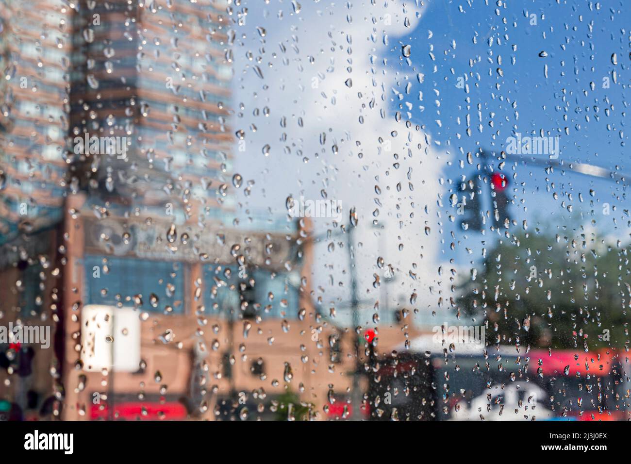 W 42 ST/12 AV, New York City, NY, USA, A rainy window in the Bus Stock ...