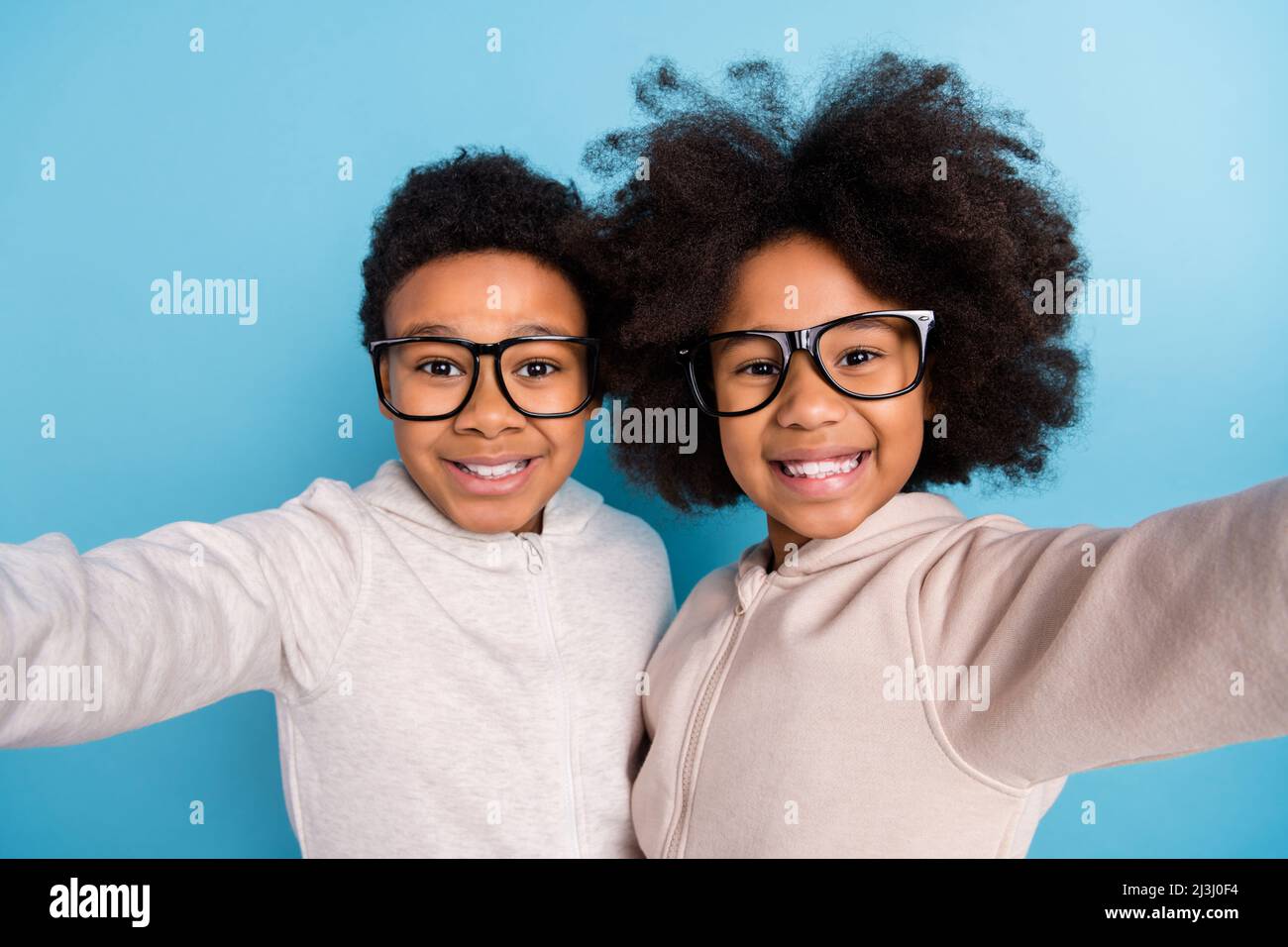 Self-portrait of small little friends friendship trendy cheery boys ...