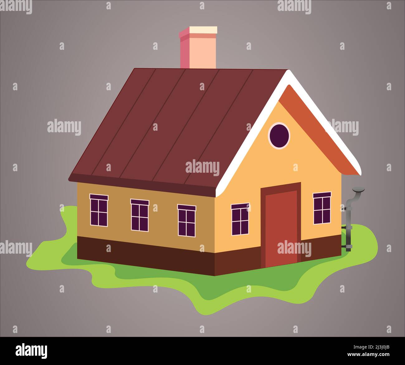 Vector illustration of a cartoon house isolated on a gradient ...