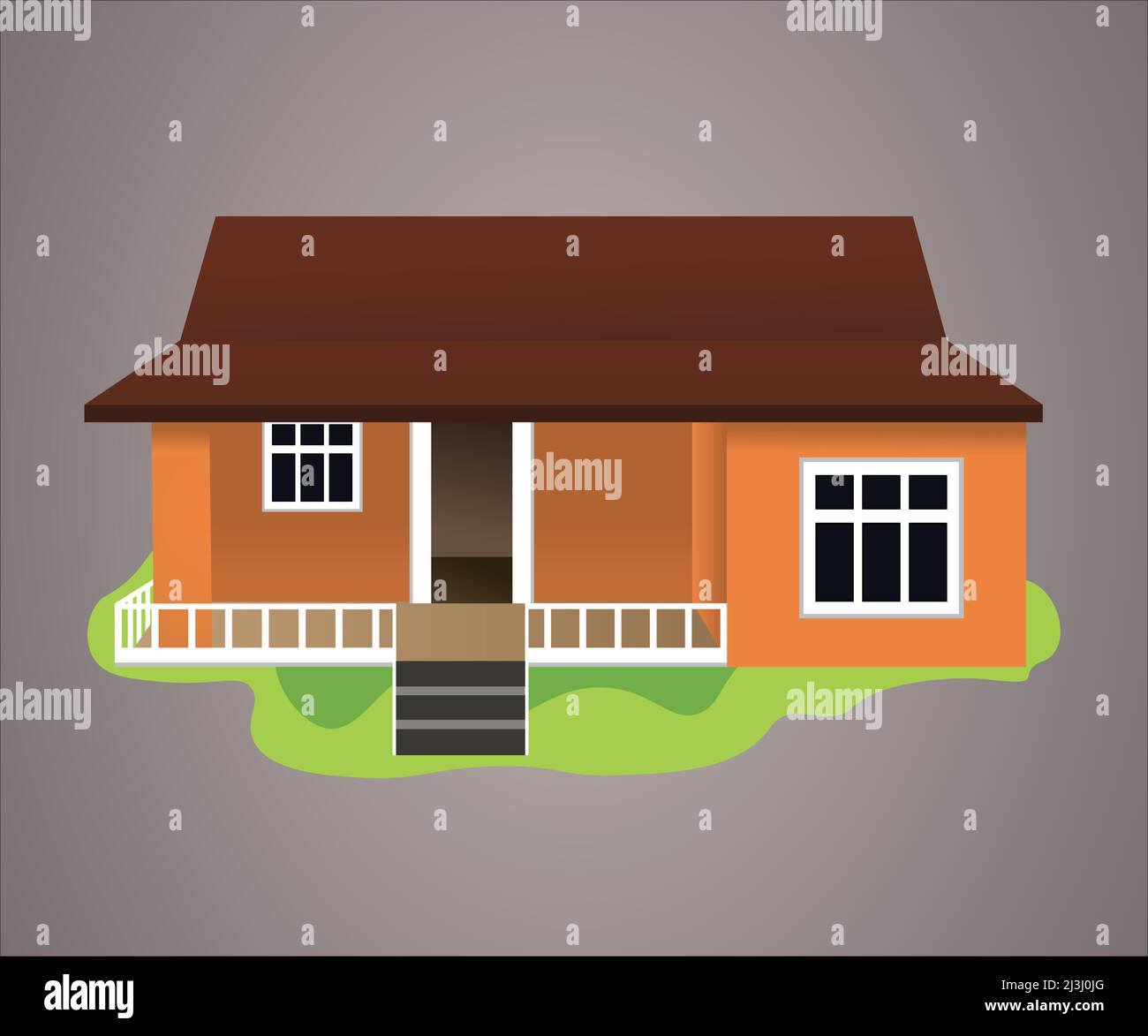 Vector illustration of a cartoon house isolated on a gradient ...