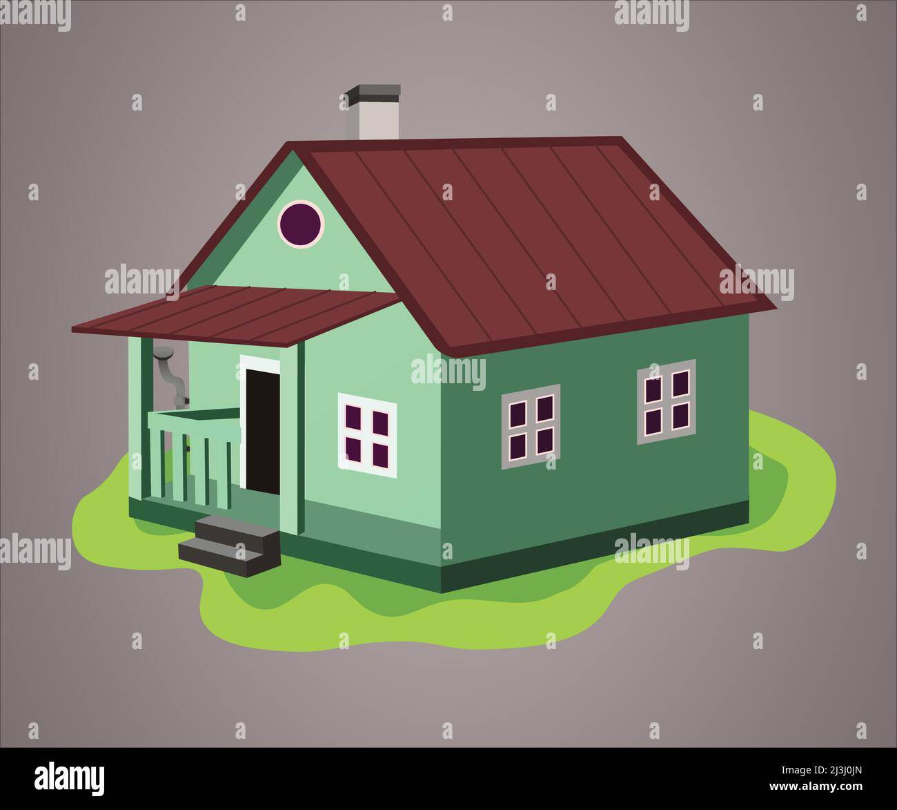 Vector illustration of a cartoon house isolated on a gradient ...