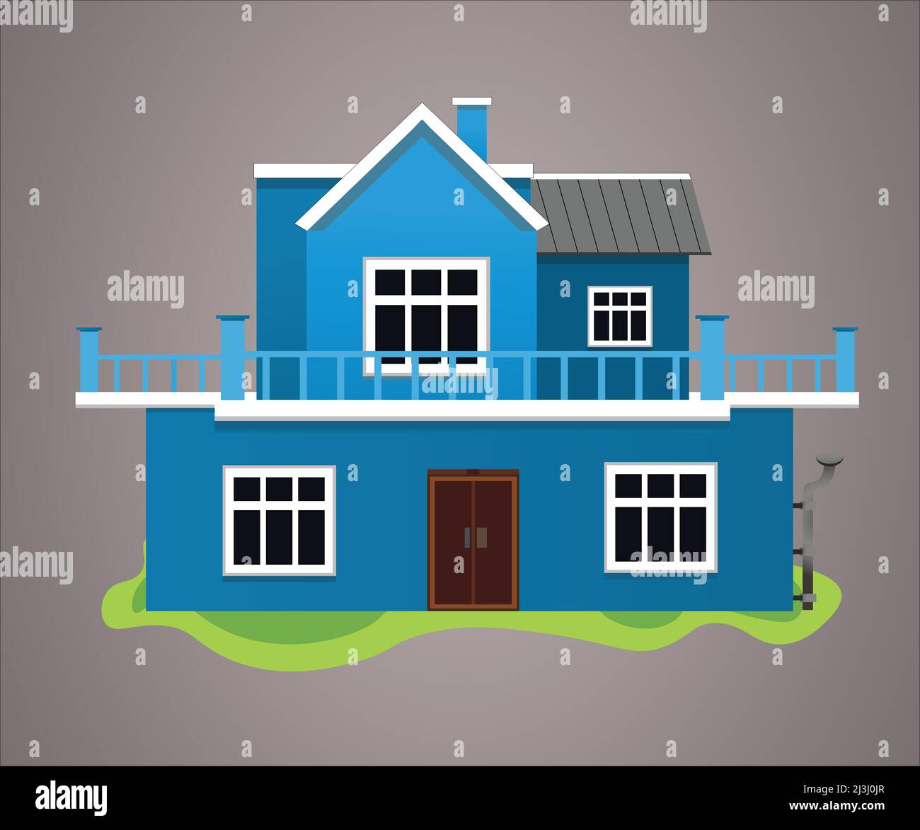 Vector illustration of a cartoon house isolated on a gradient ...