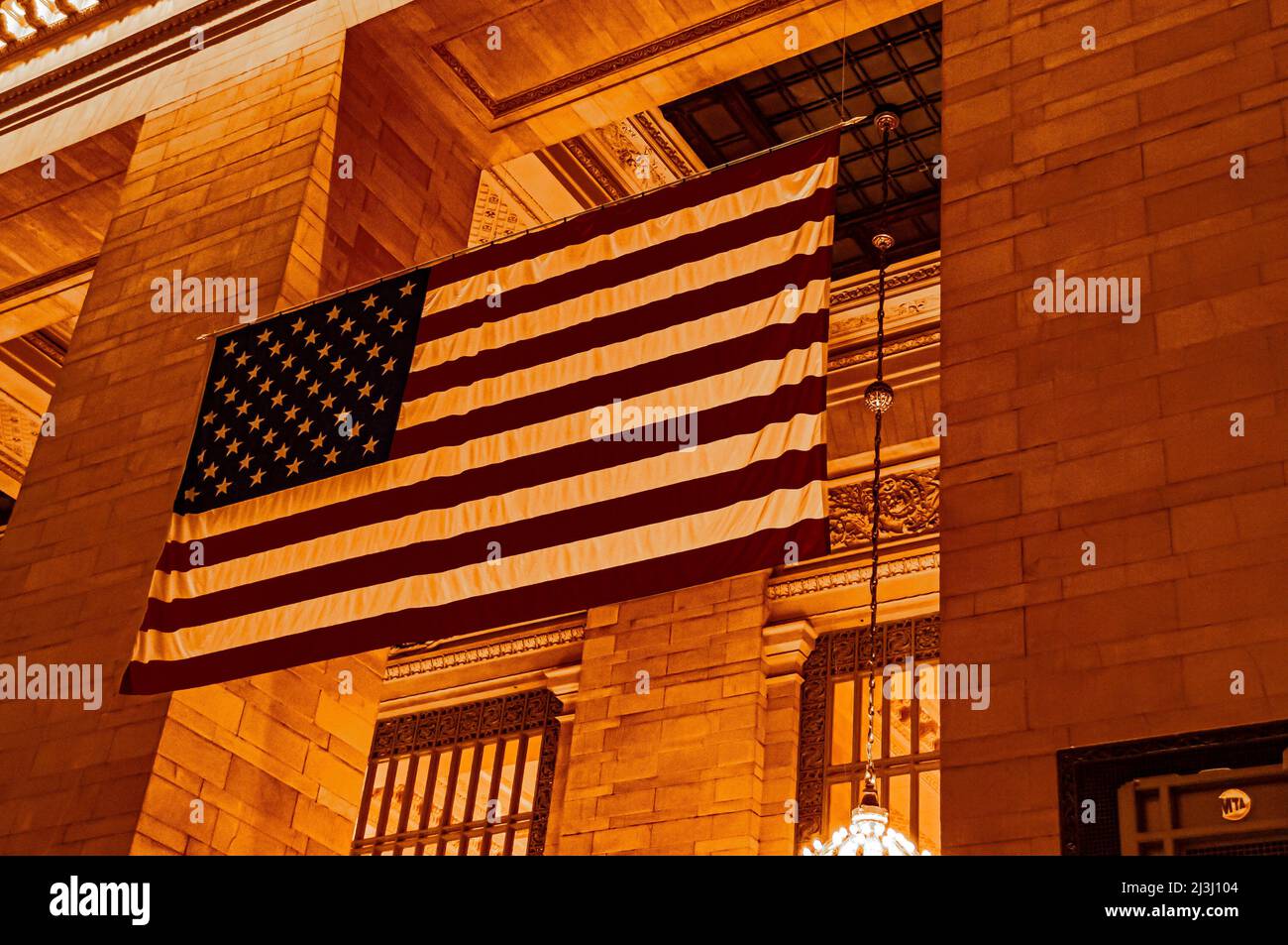 GRAND CENTRAL STATION, New York City, NY, USA, American Flag inside ...